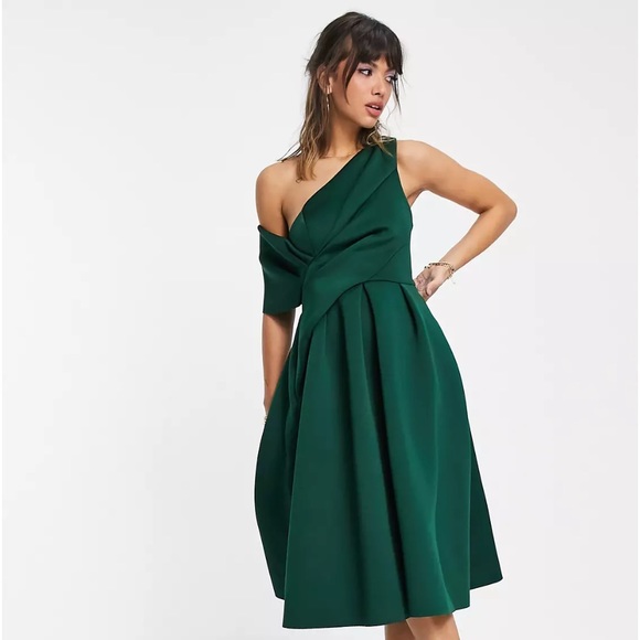 ASOS | Dresses | Asos Design Bare Shoulder Scuba Prom Midi Dress In ...